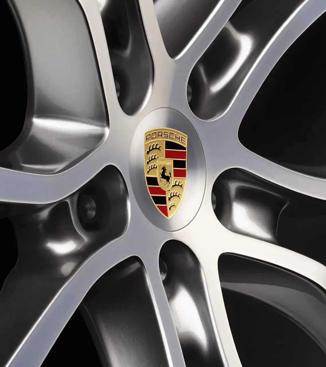 Wheel hub covers in Black (high-gloss) with coloured Porsche Crest and ...