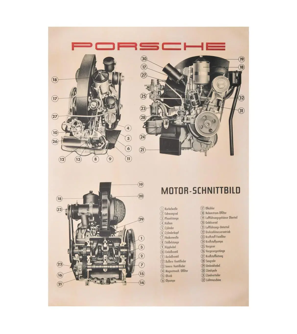 Cross-section of the Porsche 356 A engine | PORSCHE SHOP